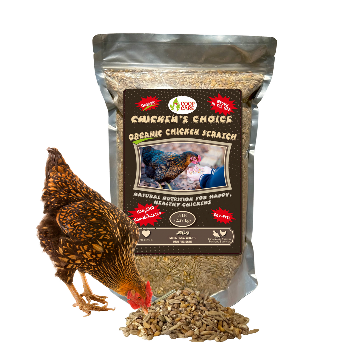 Chicken's Choice Organic Chicken Scratch 5 lb Bag – FlexTran Animal Care